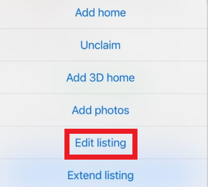 Editing a listing in the Mobile App