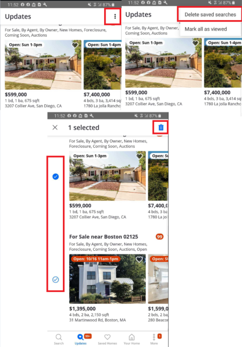 Deleting Saved Searches Android Zillow Help Center